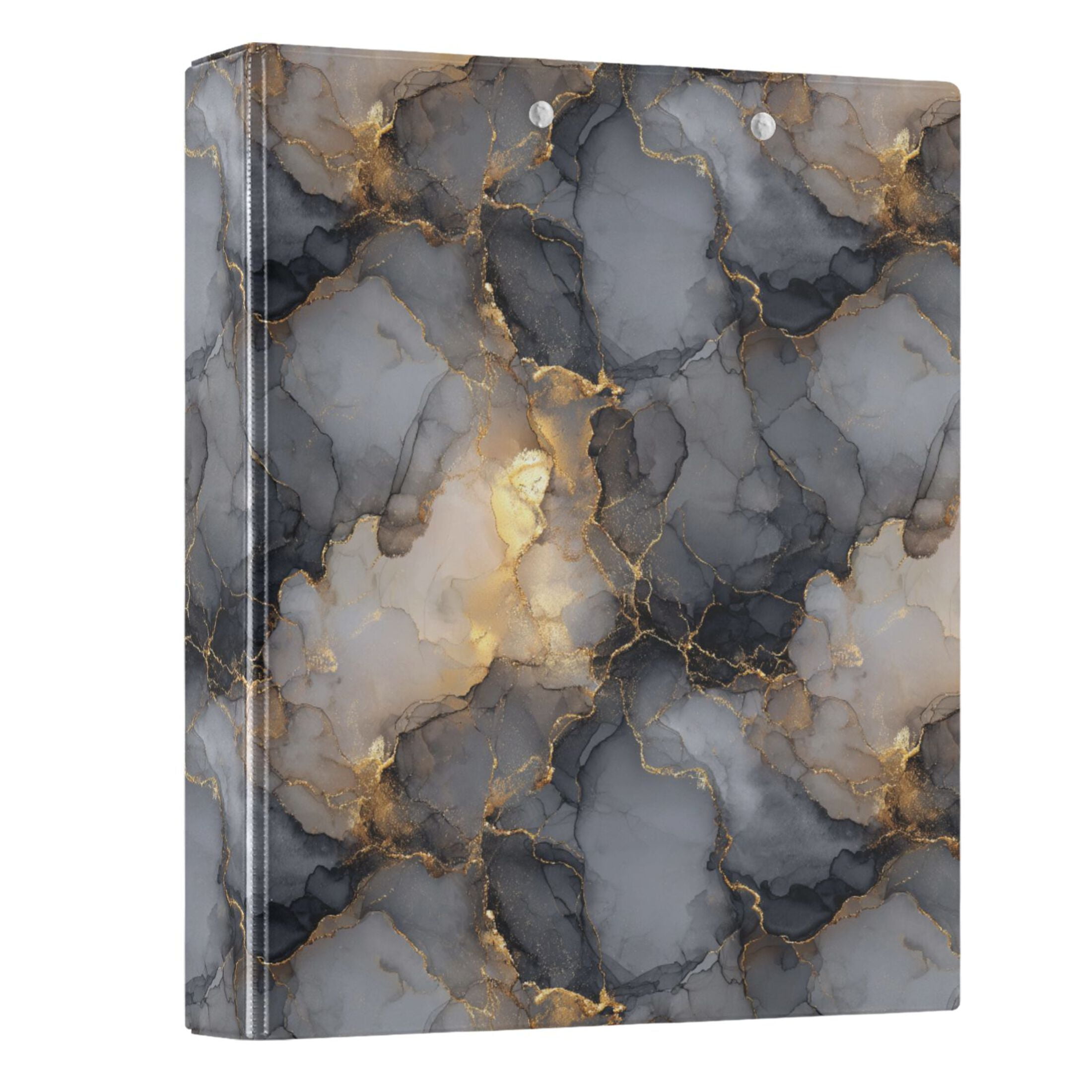 Three Ring Binder Marble Black Gold 1.5 Inch Round Binder D-Rings for ...