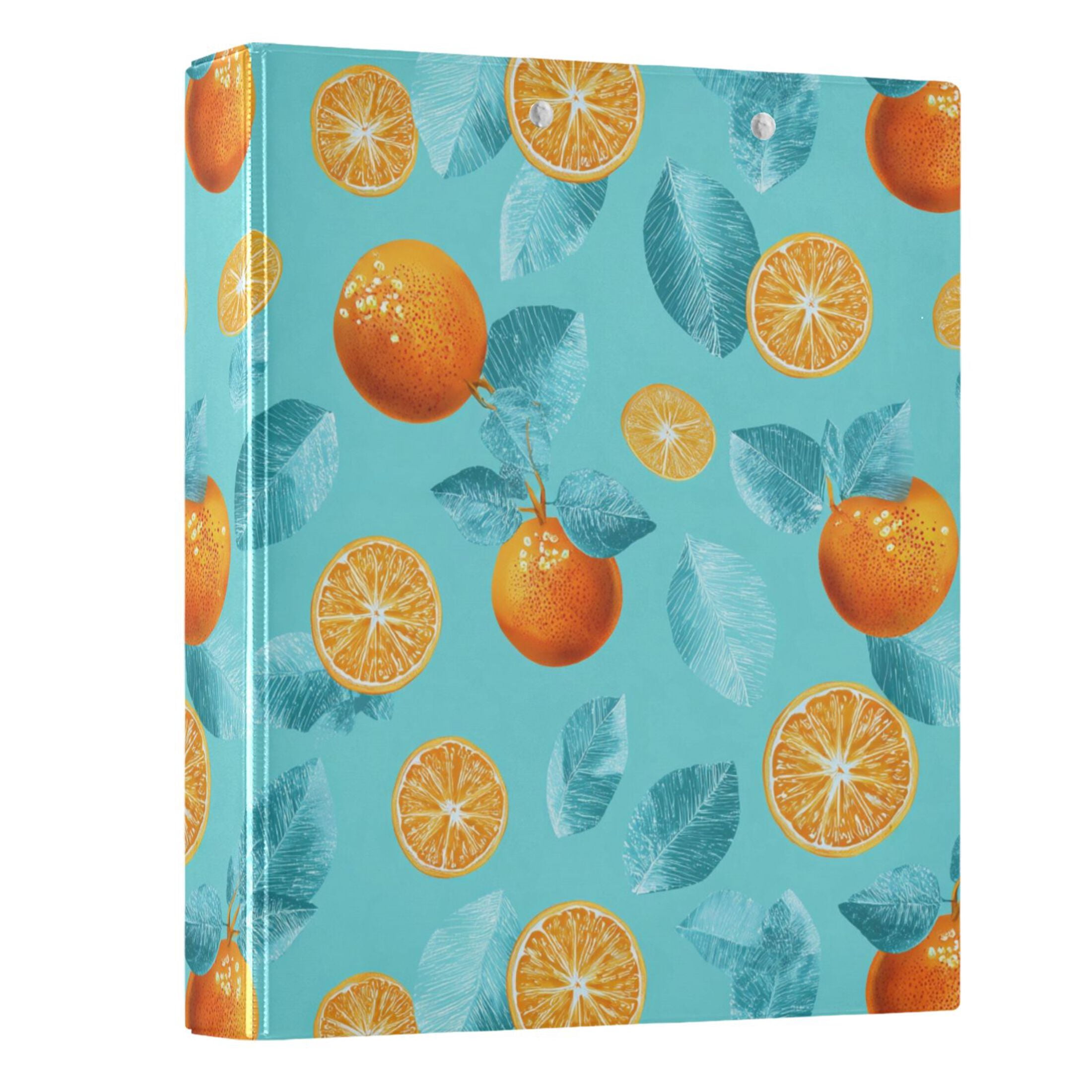 Three Ring Binder Orange and Mint Leaves 1.5 Inch Round Binder D-Rings ...