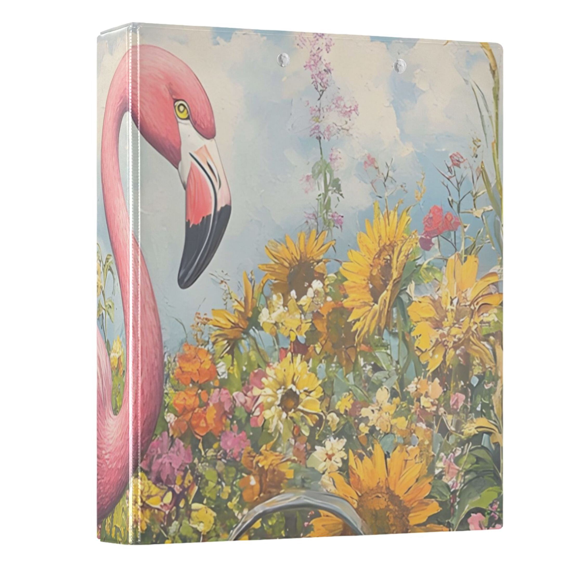 Three Ring Binder Pink Flamingo Birds 1.5 Inch Round Binder D-Rings for ...