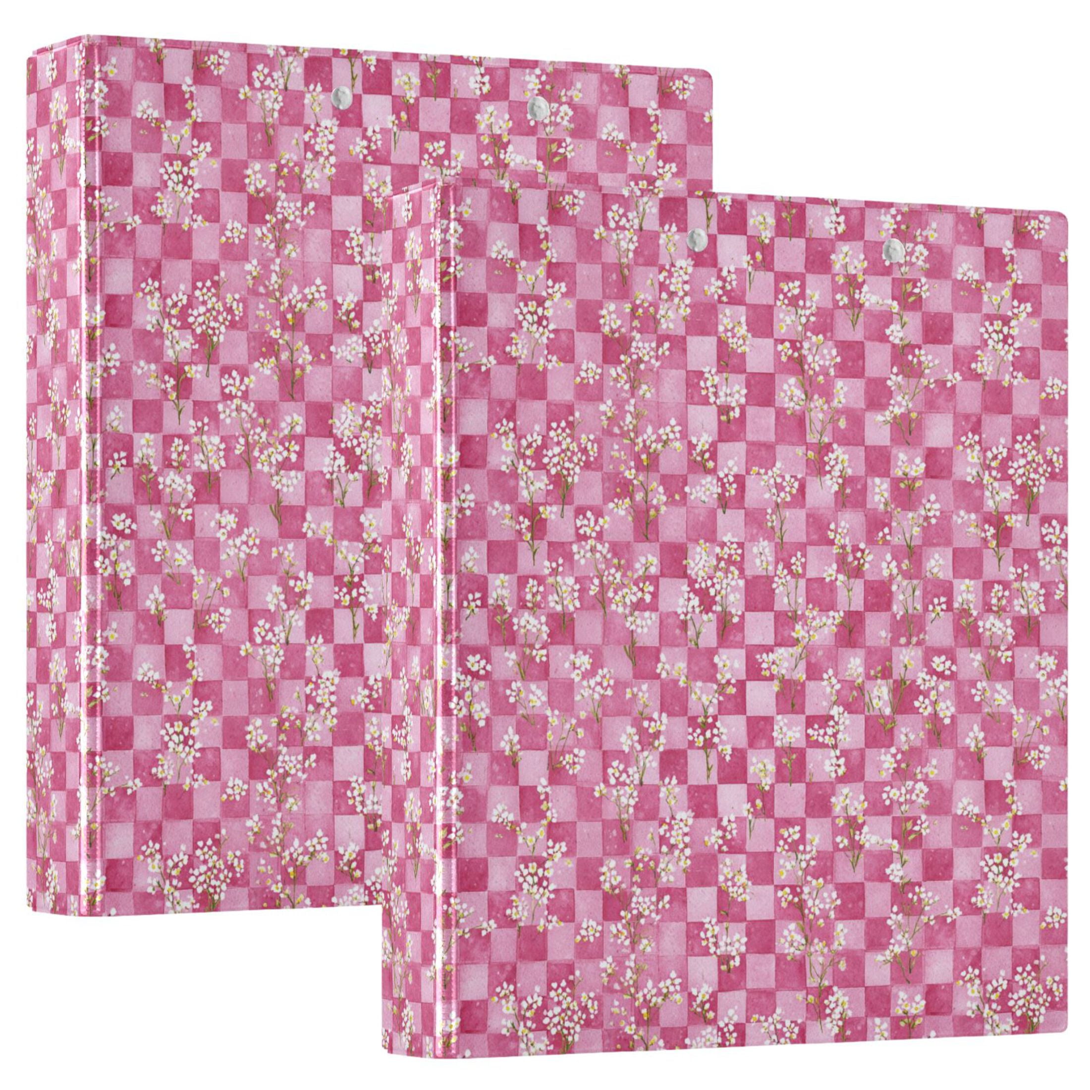 Three Ring Binder Pink Plaid 1.5 Inch Round Binder D-Rings for Office ...