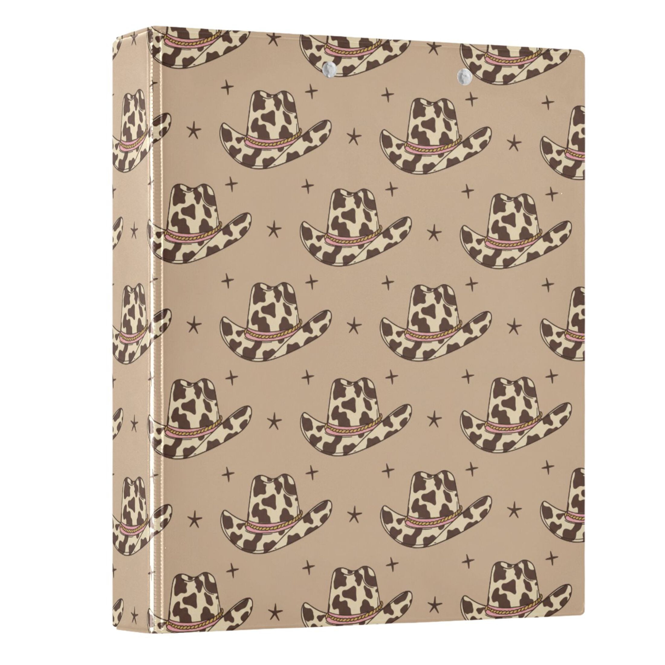 Three Ring Binder Retro Cowboy Hats with Cow Print Wild West 1.5 Inch ...