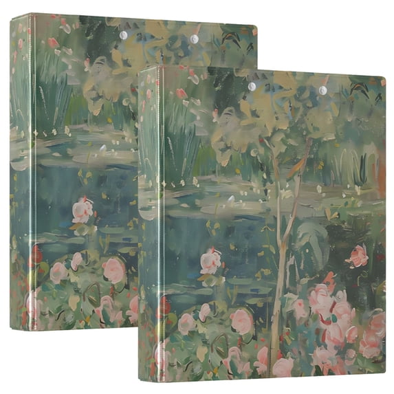 Three Ring Binder Rose Garden Pond 1.5 Inch Round Binder D-Rings for ...