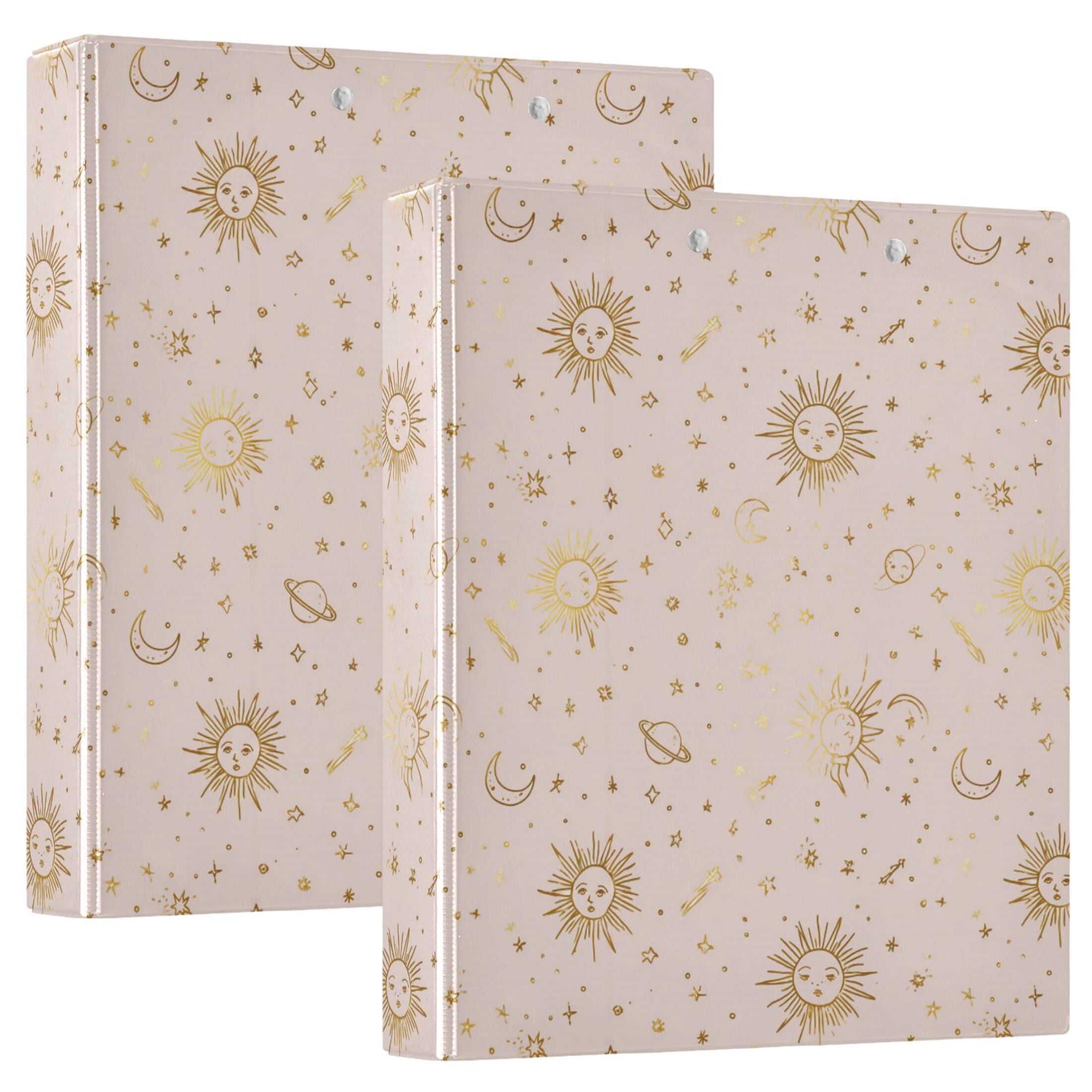 Three Ring Binder Sun Moon Stars 1.5 Inch Round Binder D-Rings for ...