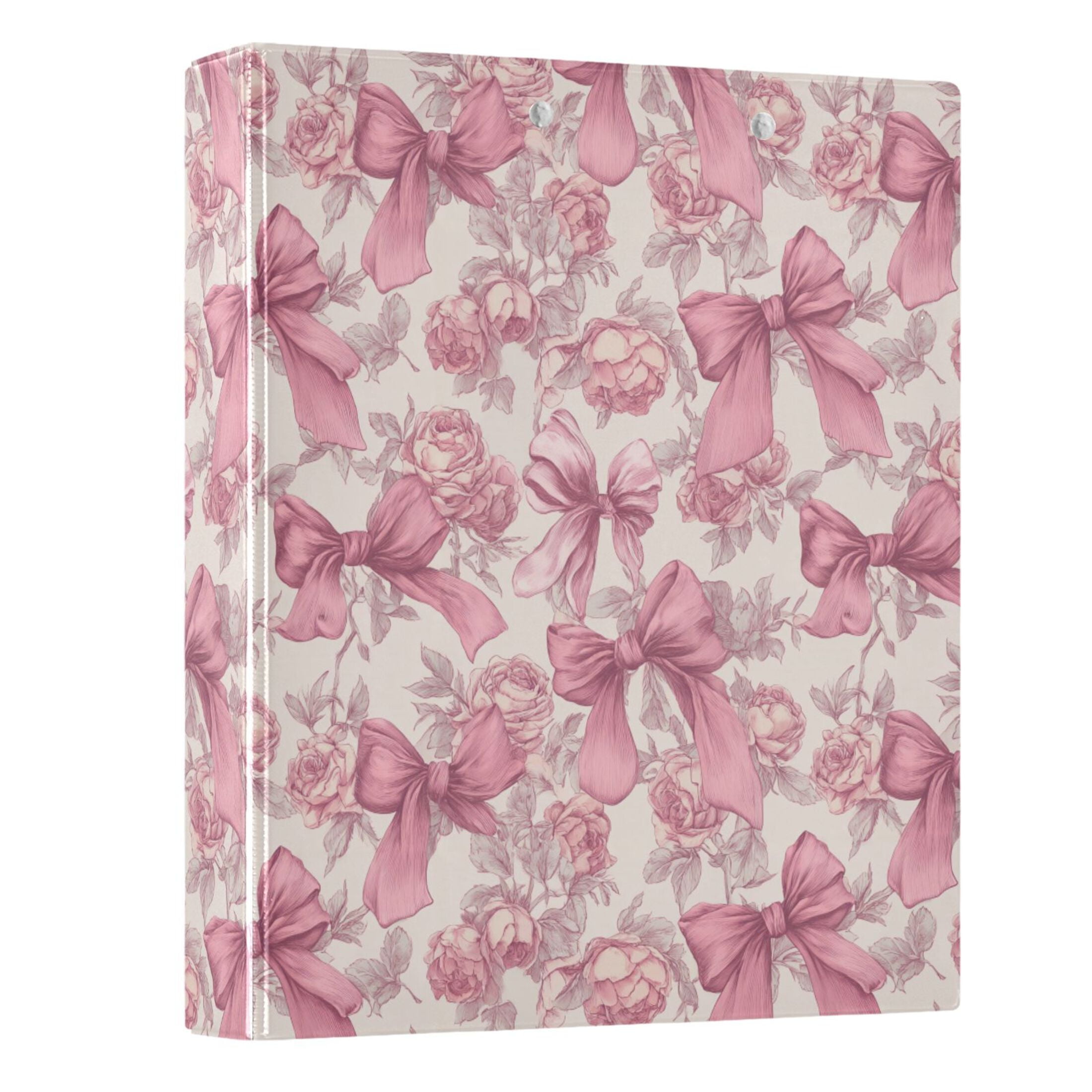 Three Ring Binder Vintage Bow and Roses 1.5 Inch Round Binder D-Rings ...