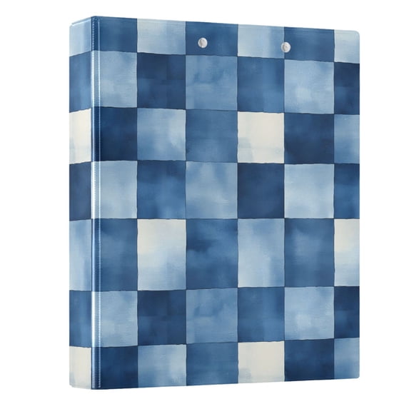 Three Ring Binder Watercolor Blue Check 1.5 Inch Round Binder D-Rings ...