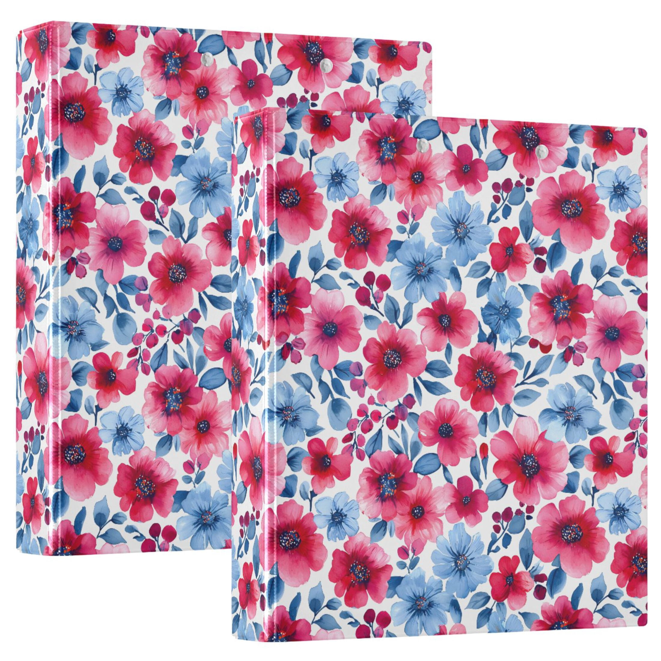 Three Ring Binder Watercolor Floral 1.5 Inch Round Binder D-Rings for ...