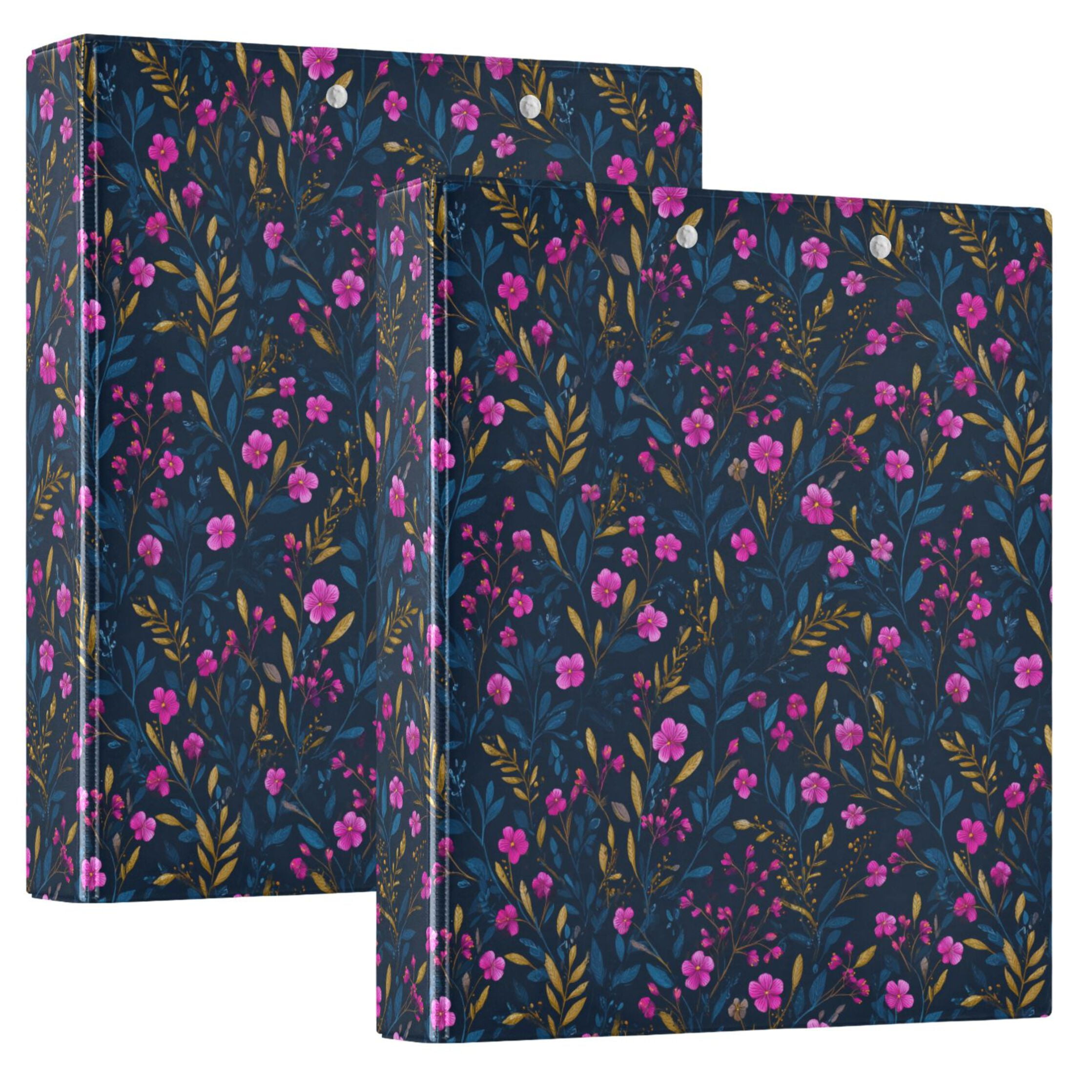 Three Ring Binder Whimsical Wildflowers 1.5 Inch Round Binder D-Rings ...
