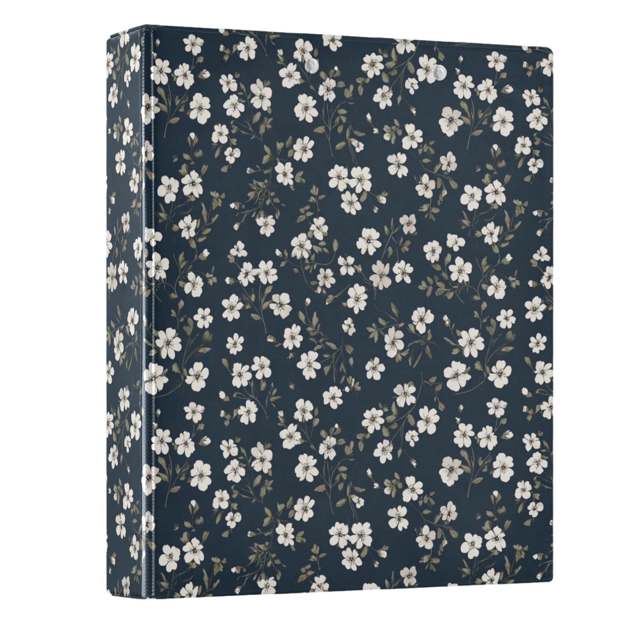 Three Ring Binder White Flowers 1.5 Inch Round Binder D-Rings for ...