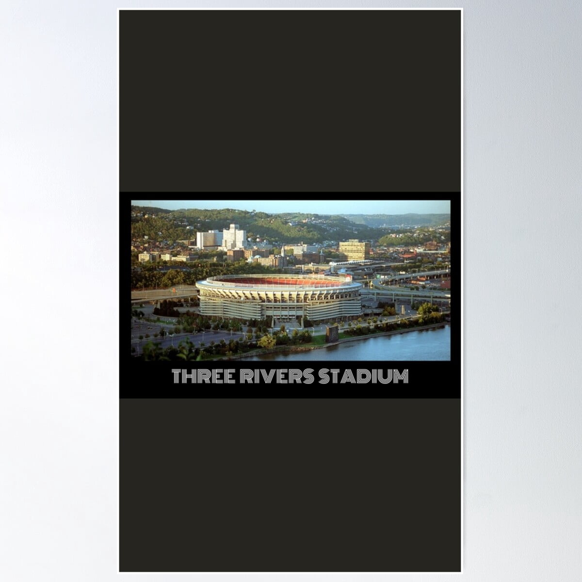 Three Rivers Stadium- Pirates Black Poster Wall Art, Modern Wall Decor ...