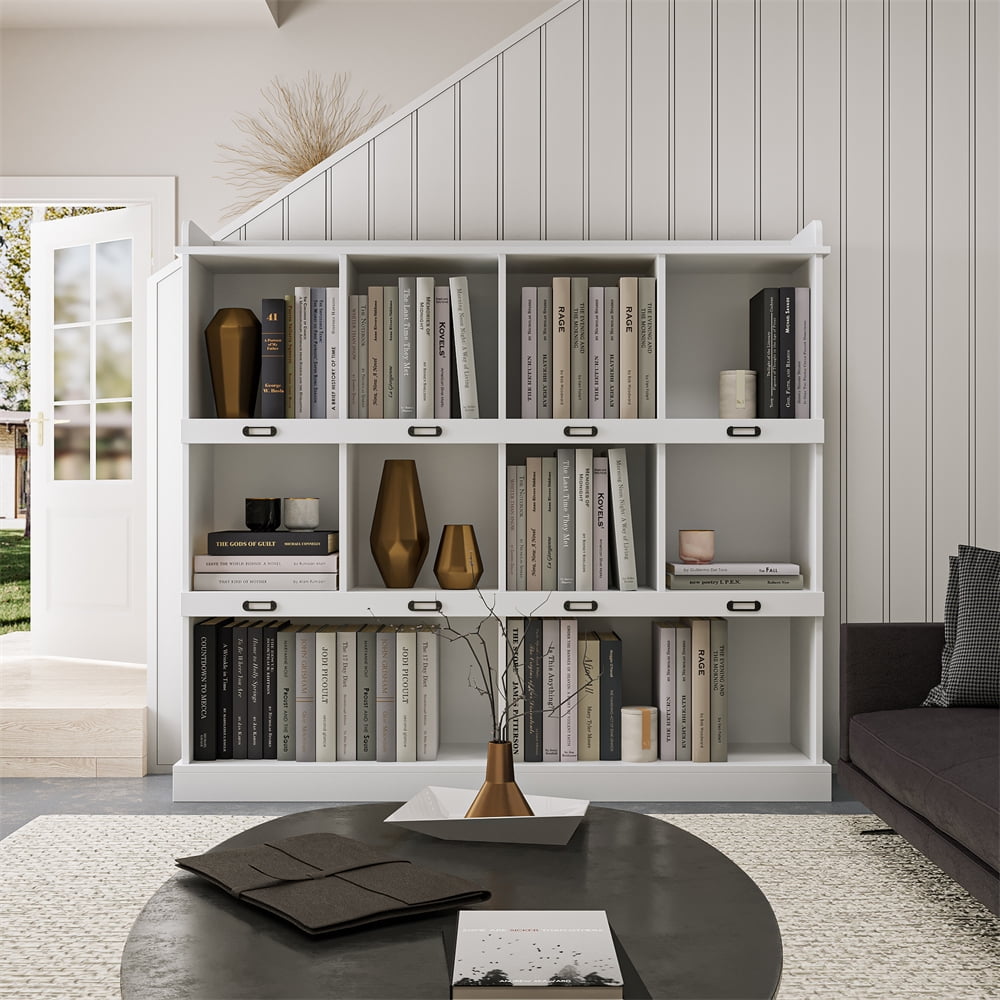 Three Row 10-Grid Multi-Functional Storage Bookshelves, Living Room ...