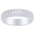 AFFY Three Row Band Ring In 14k White Gold With 0.75 CT Round White ...