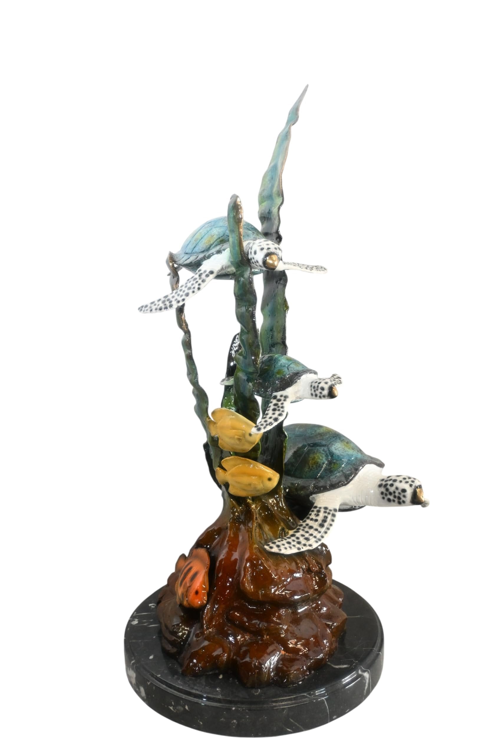 Three Sea Turtles Bronze Sculpture Vertical Coral 18"x13"x28"H ...