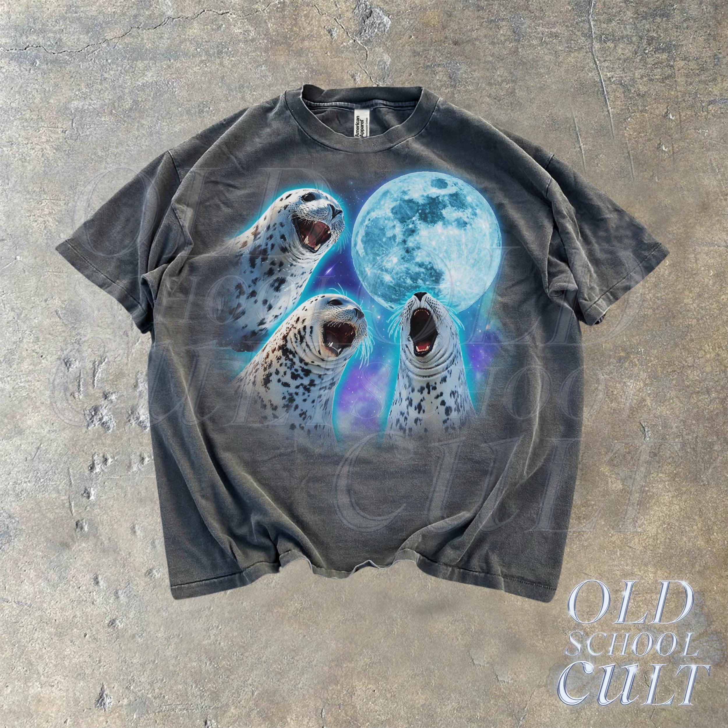 Three Seals Graphic T-shirts, Retro Seal Moon Tshirt, Ocean Sea Animal ...