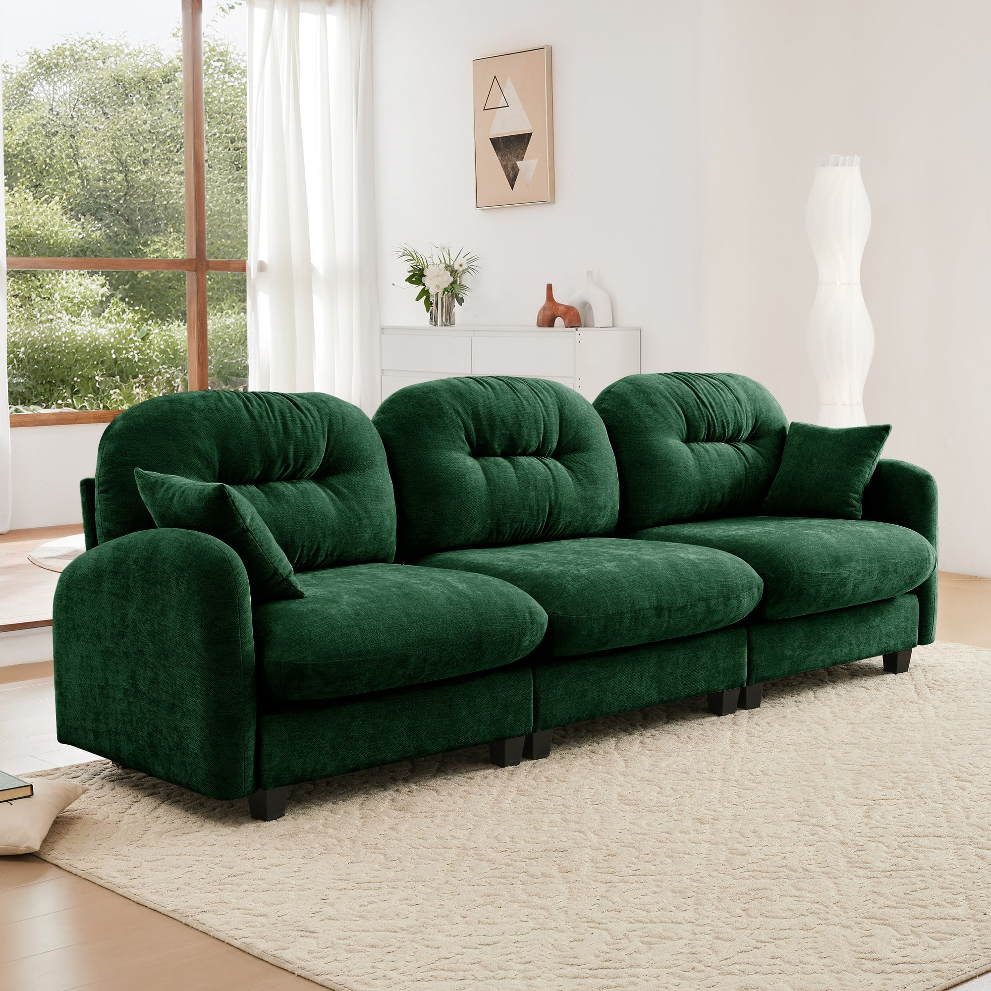 Three - Seater Modular Sectional Couch, Soft Chenille Fabric High ...