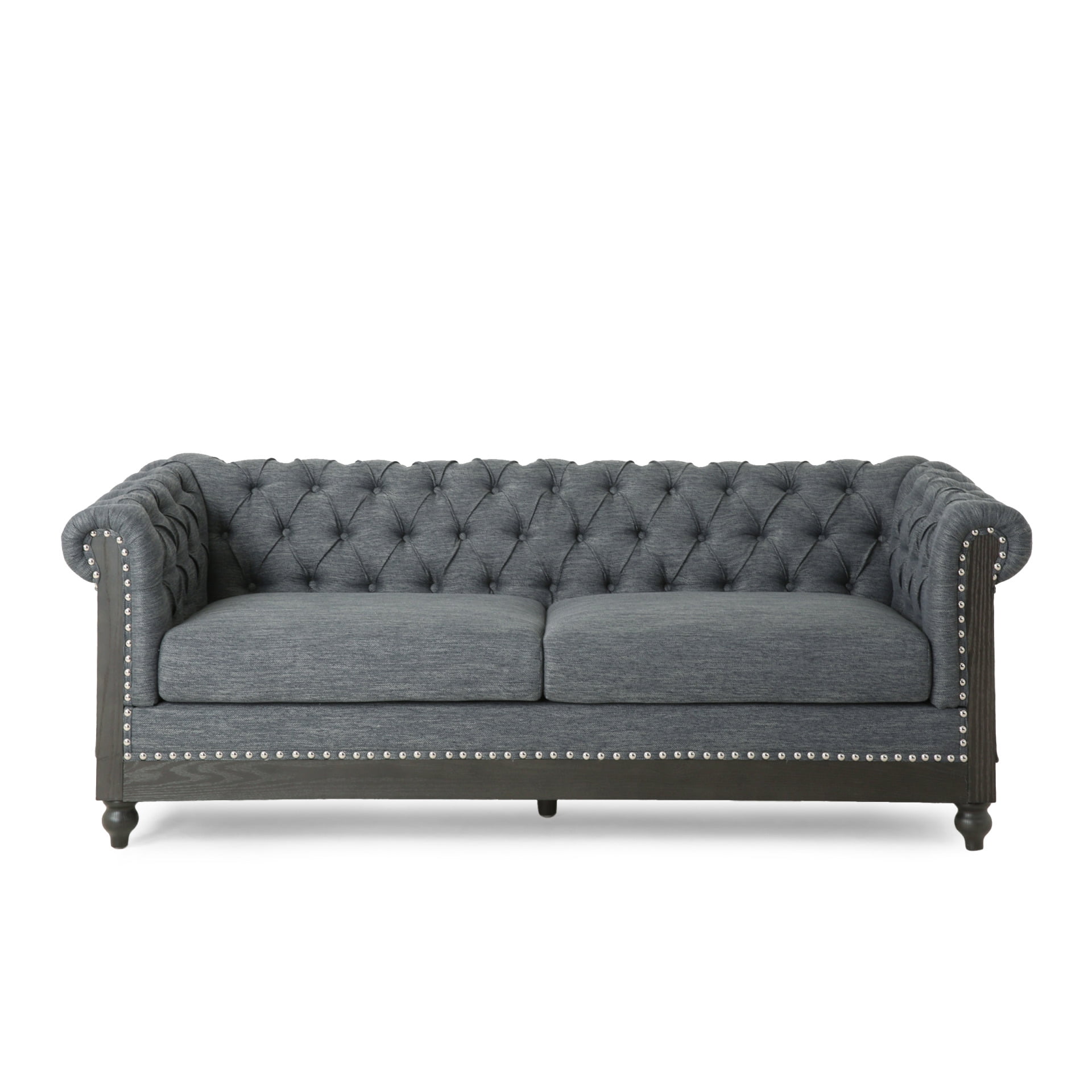 Three-Seater Sofa with Pull-Tab Backrest and Rivet Trim, Retro Style ...