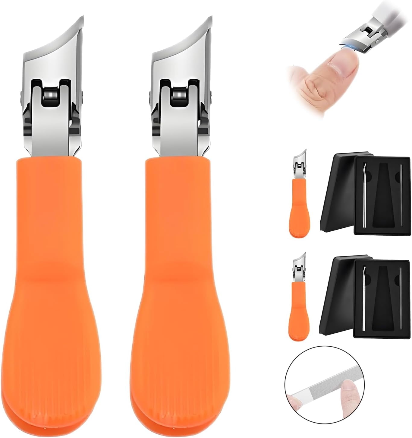 Three Sets of Eagle Beak Beveled Nail Clippers,Wide Jaw Opening Anti ...