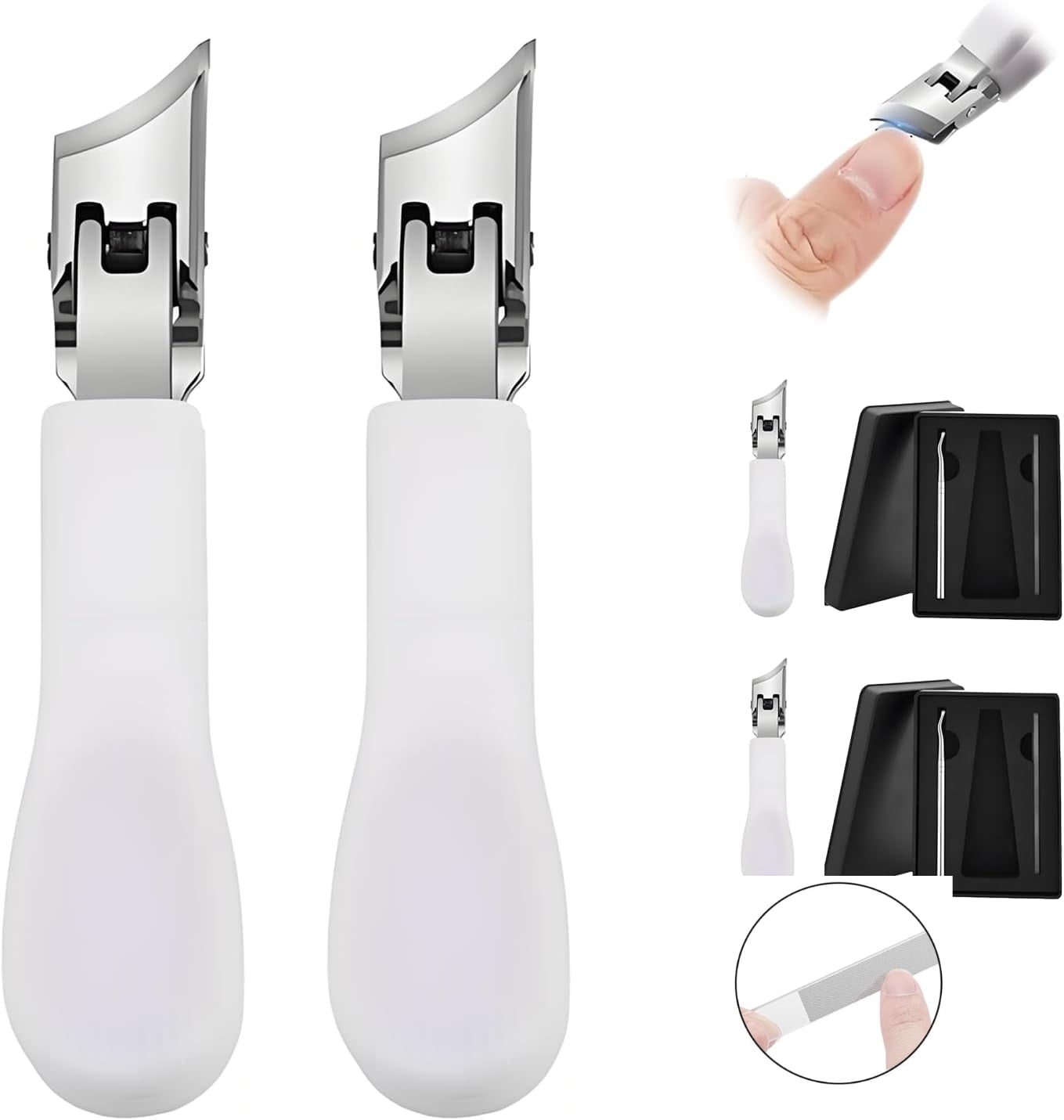 Three Sets of Eagle Beak Beveled Nail Clippers,Wide Jaw Opening Anti ...