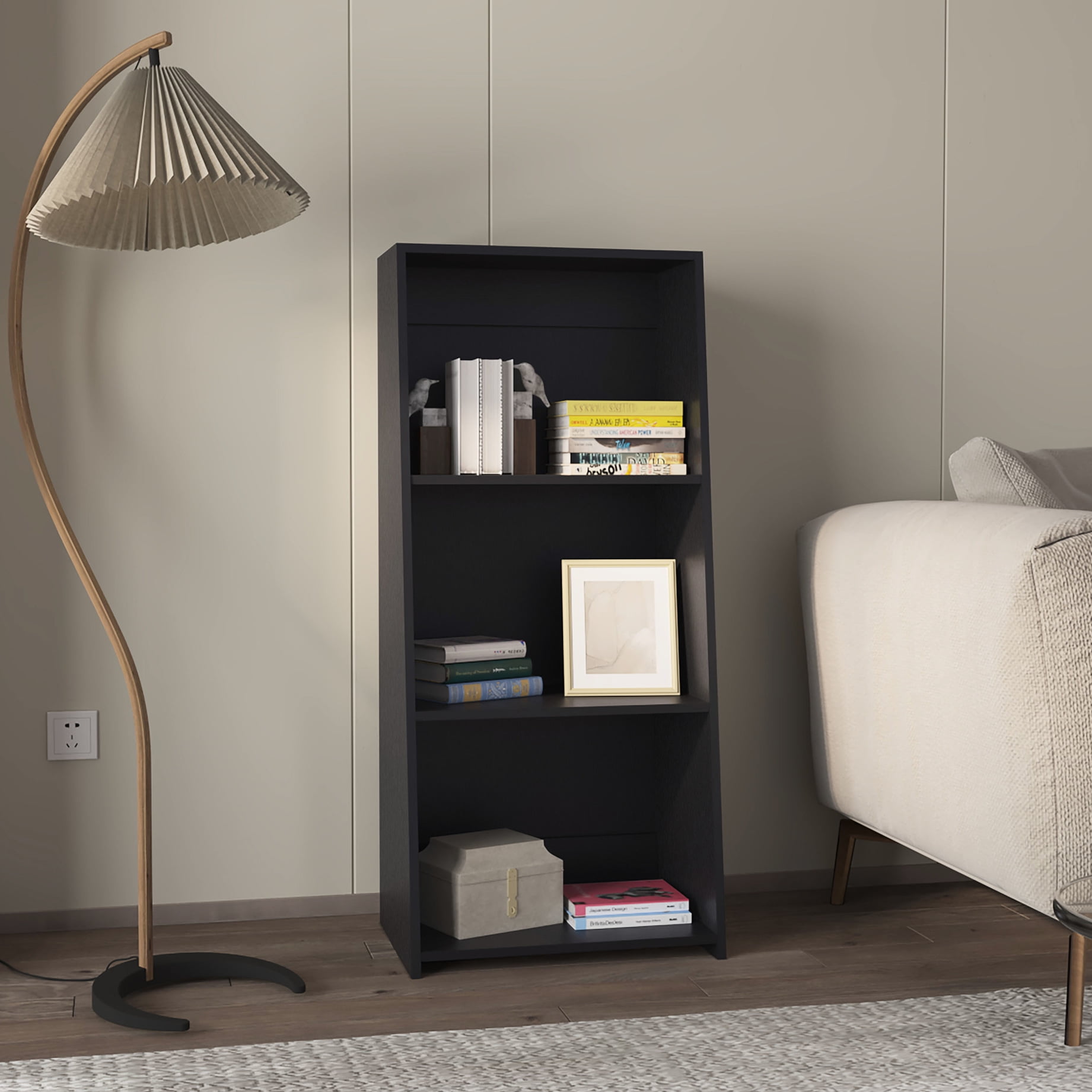 Three-Shelf Bookcase with Black Melamine Finish | Suitable for Office ...