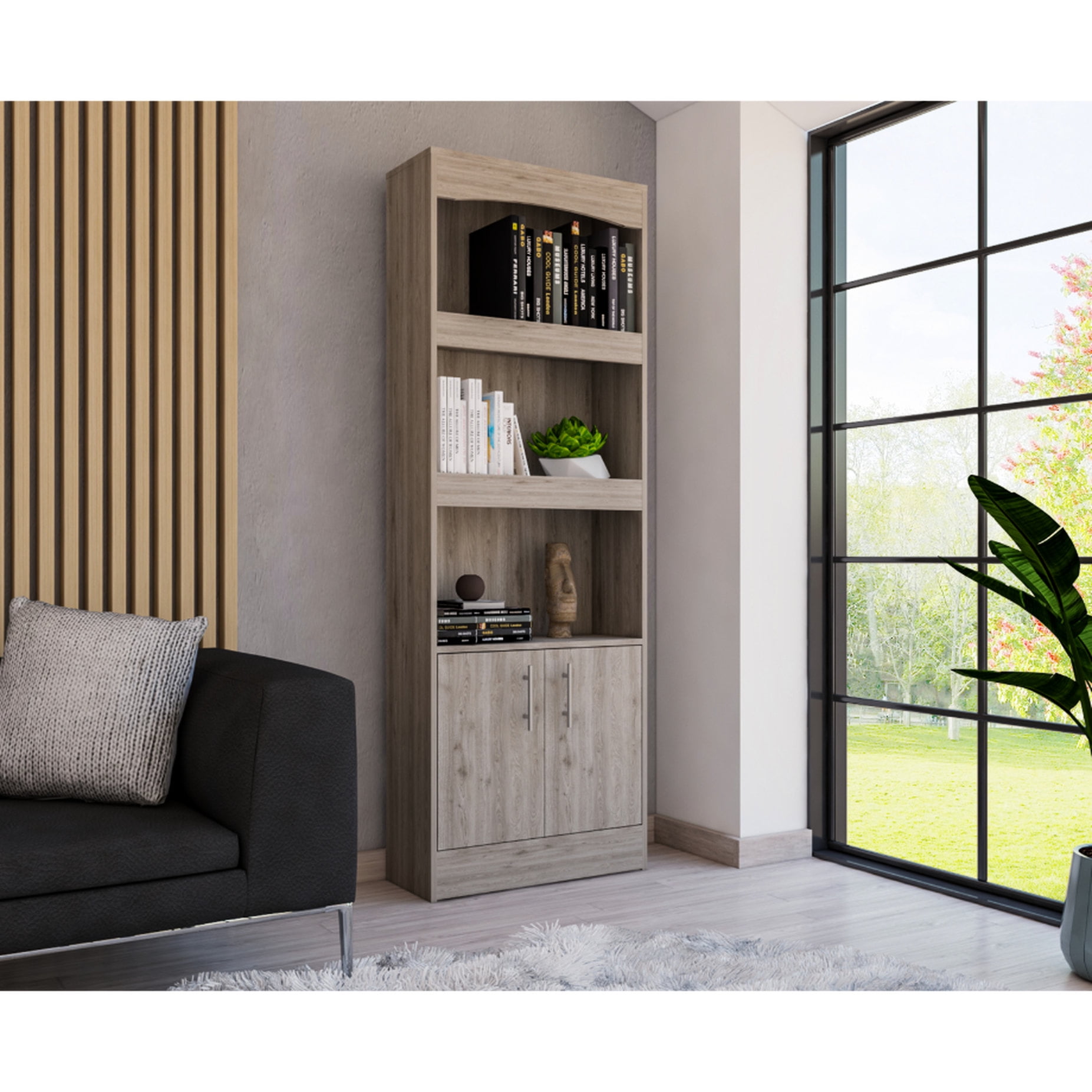 Three - Shelf Double Door Bookcase | For Displaying Vinyl Records in ...