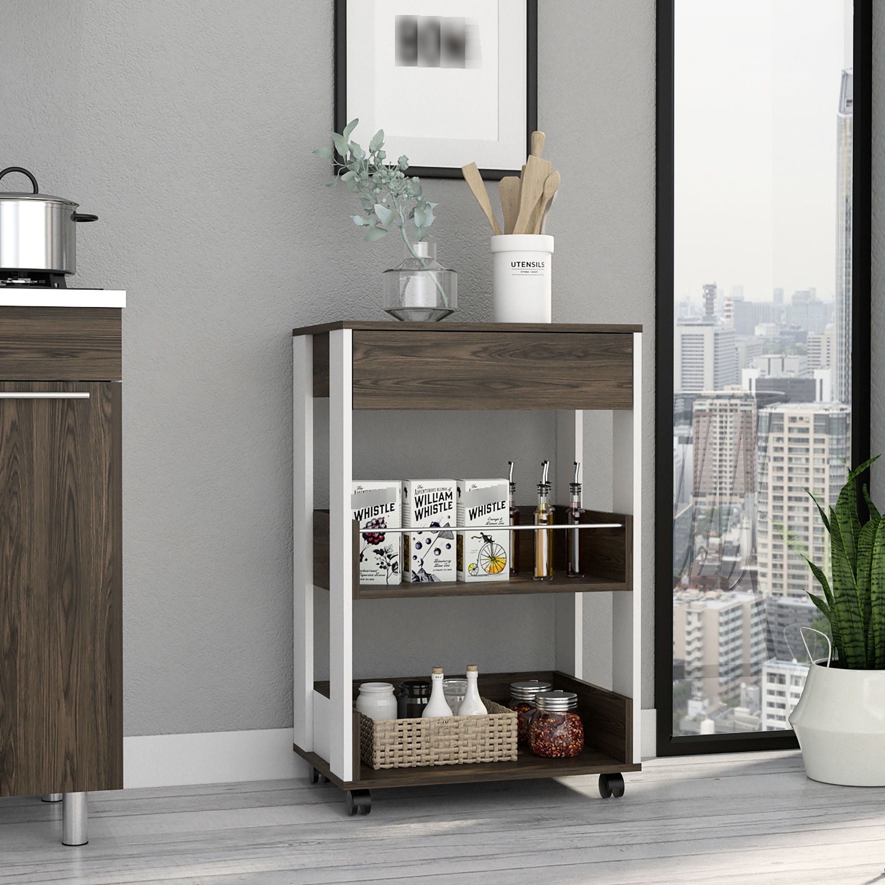 Three-Shelf Kitchen Cart+Four Caster Wheels”-“Kitchen Organization+Easy ...