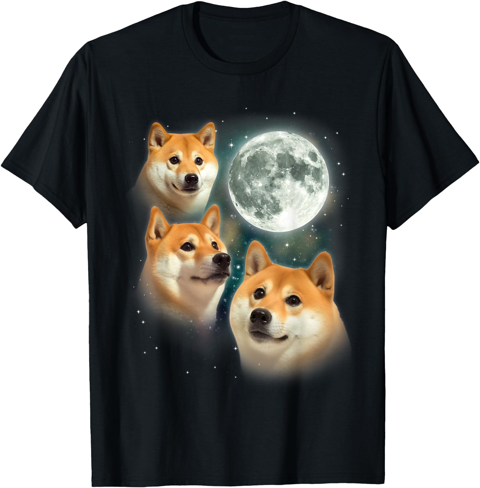 Three Shiba Inu Moon 3 Doge Funny Cute Dog Meme Parody T-Shirt,Light ...