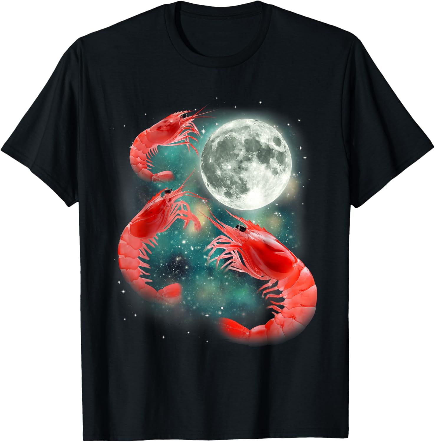 Three Shrimp Moon | 3 Prawns Howling Meme Magic Cursed T-Shirt ...