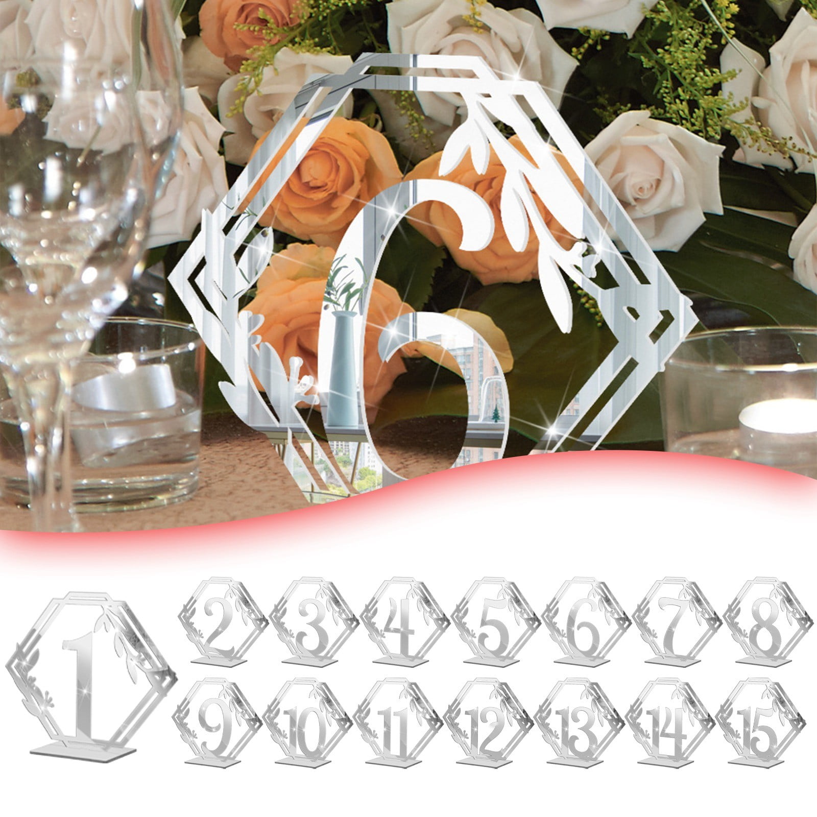 Three Silver Acrylic Wedding Digital Table Number Card Table Seat Card ...