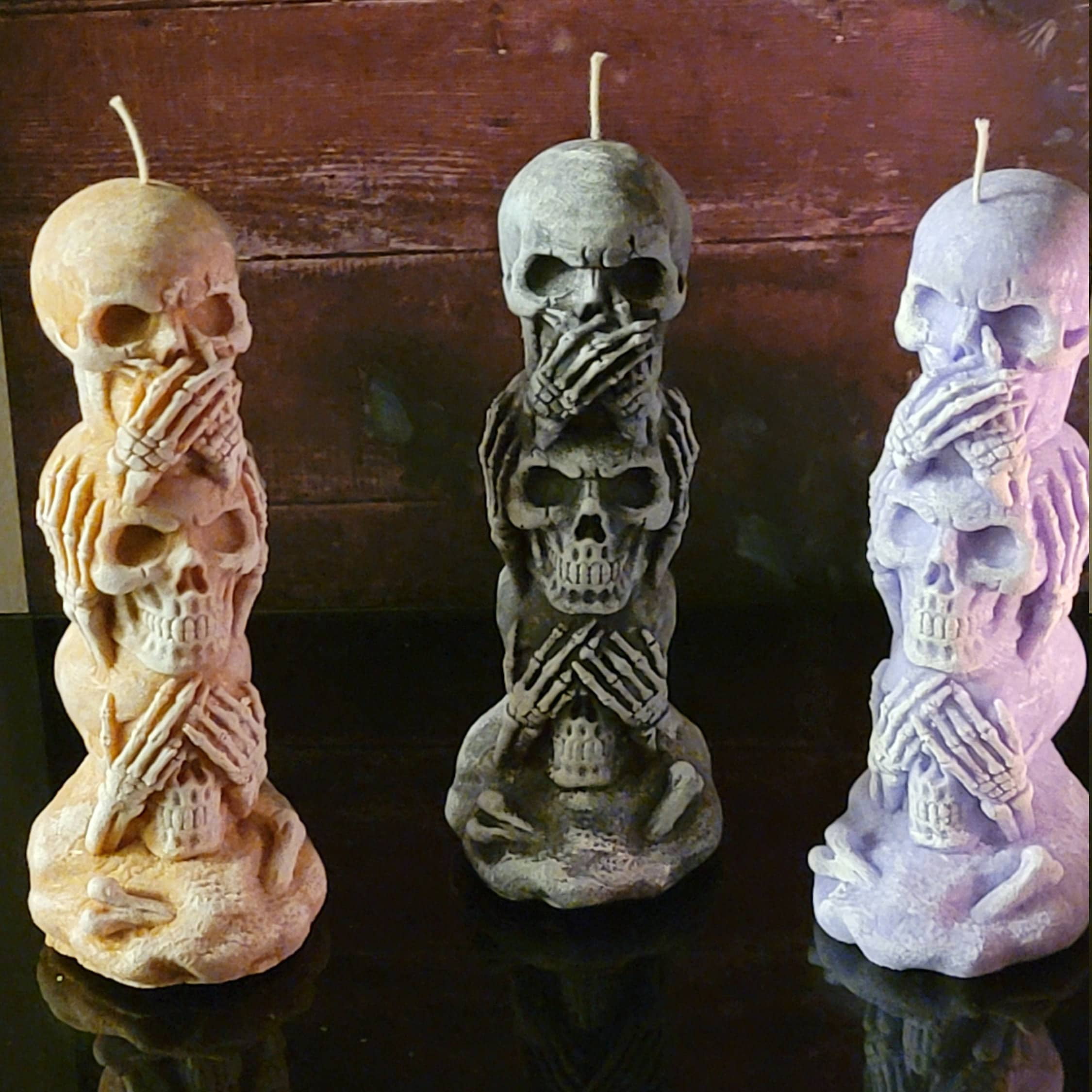 Three-Skull Protection Candle Set: See No Evil, Hear No Evil, Speak No Evil - Walmart.com