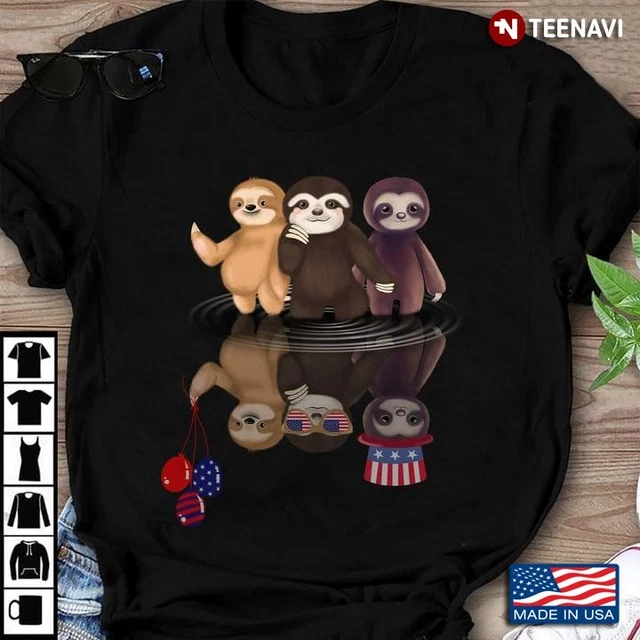 Three Sloths With Balloon American Flag Happy Independence Day For 4Th ...