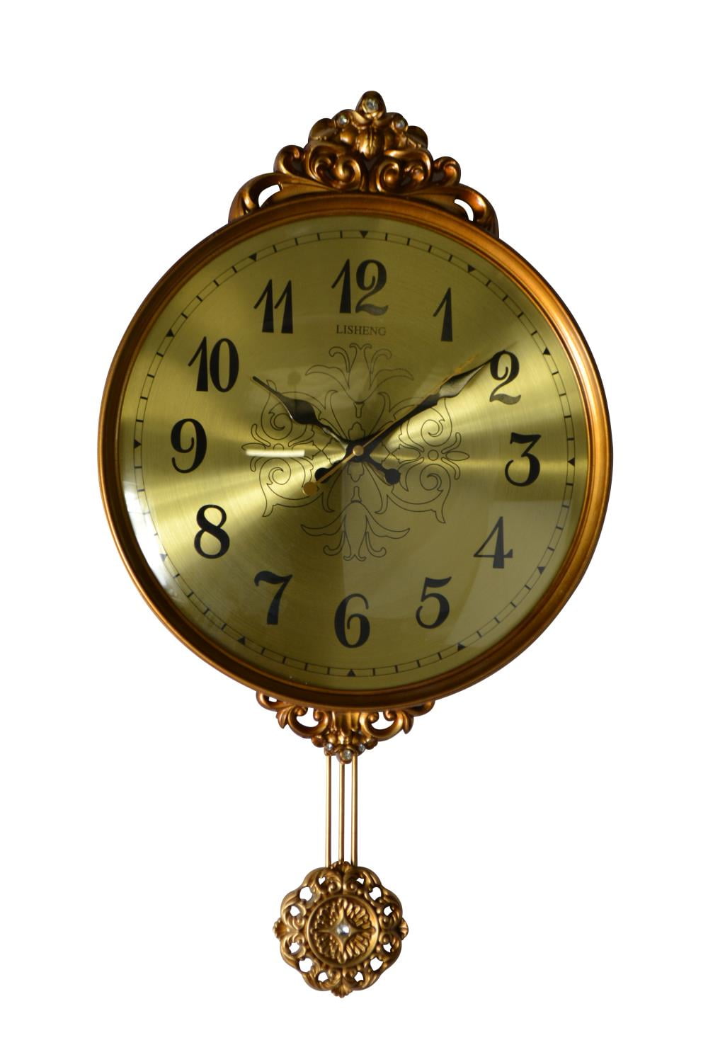 Three Star Import & Export ZP925 23 x 13 in. Gold Wall Clock with ...