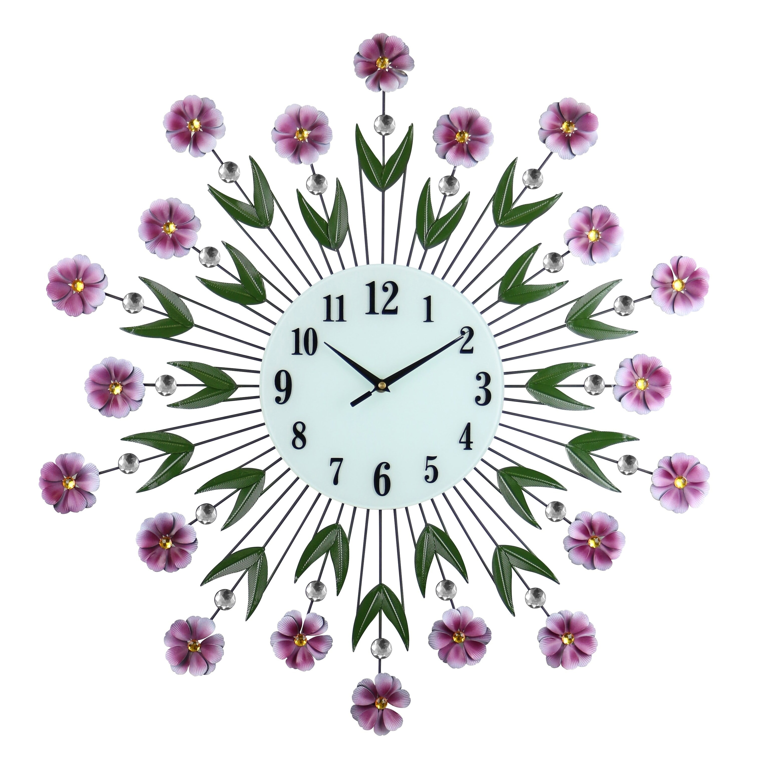 Three Star Import & Export YC1030 27 in. Round Purple Daisy Wall Clock ...