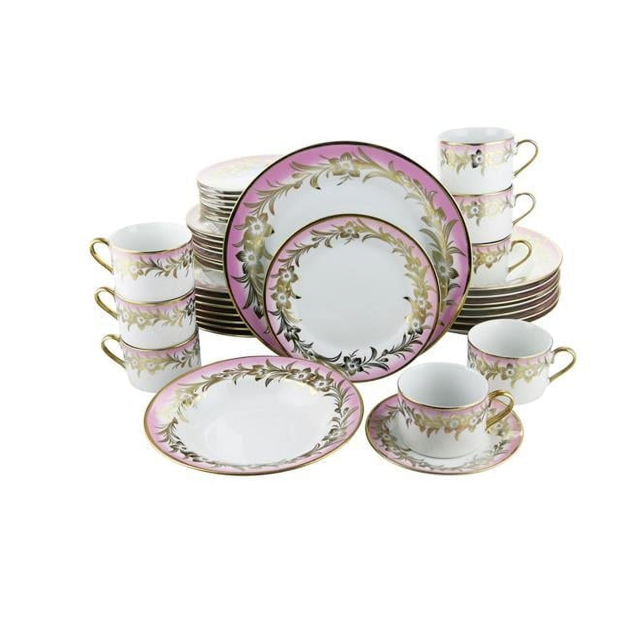Three Star Import & Export YL7610 Dinnerware Set, Pink & Gold Flowers ...
