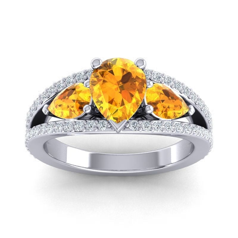 Three Stone 2.00 Carat Lovely Natural Diamond Citrine Gemstone 3 Stone ...