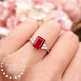 Three Stone Emerald Cut Ruby Engagement Ring, Genuine Lab Grown Pigeons ...