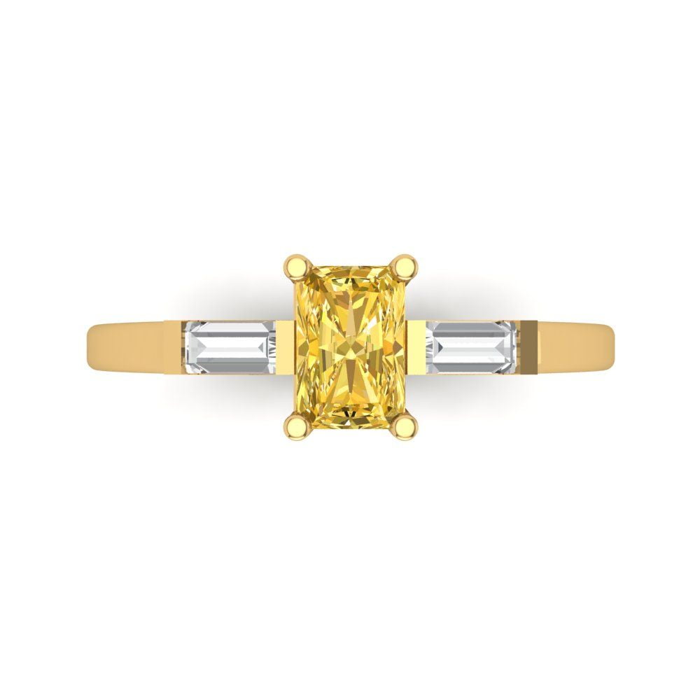 Three-Stone Engagement Ring for Women - 0.8ct Natural Citrine in 18K ...