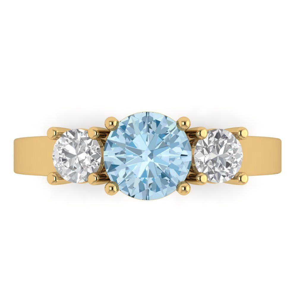 Three-Stone Engagement Ring for Women - 1.5ct Natural Sky Blue Topaz in ...