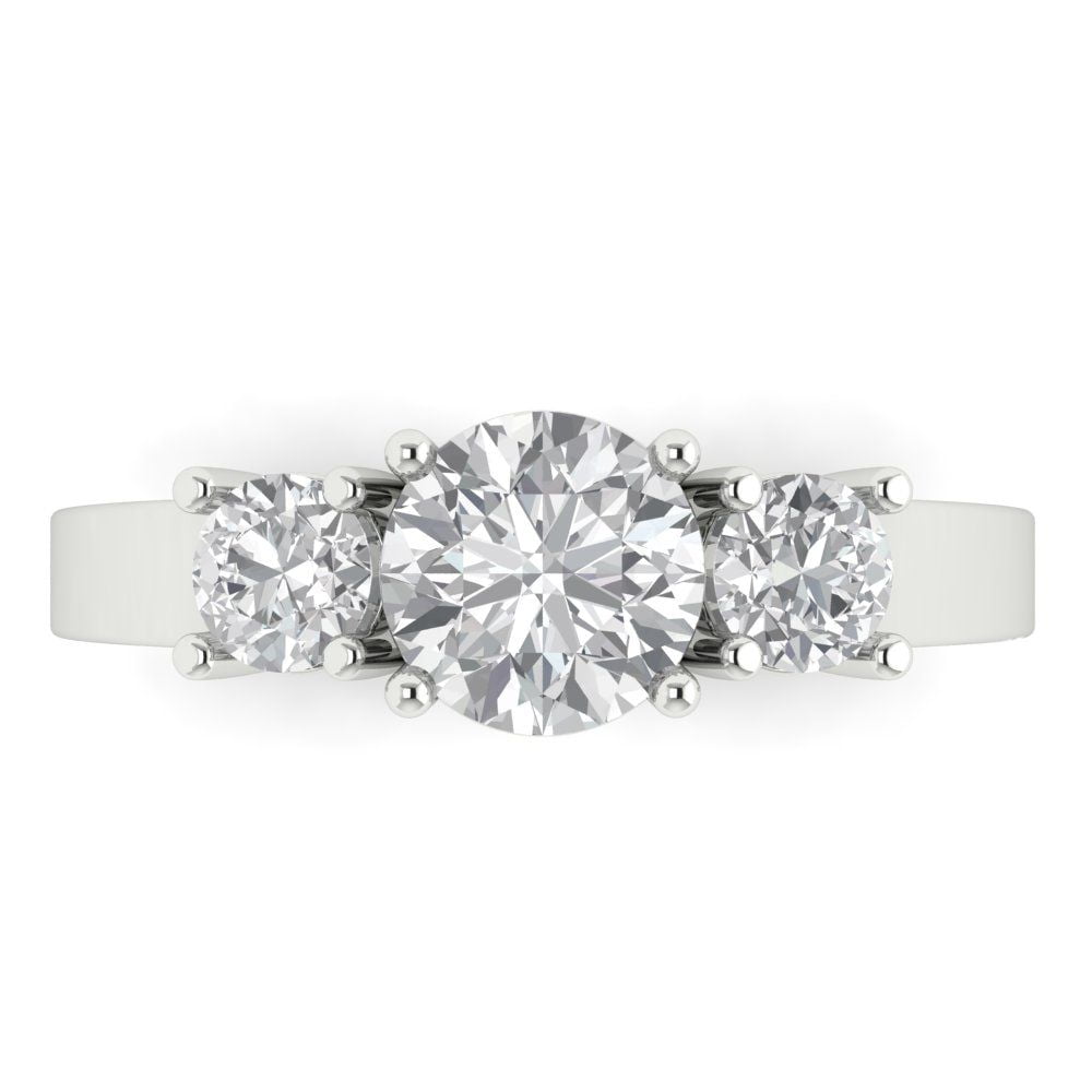 Three-Stone Engagement Ring for Women - 1.5ct Simulated Diamond in 18K ...