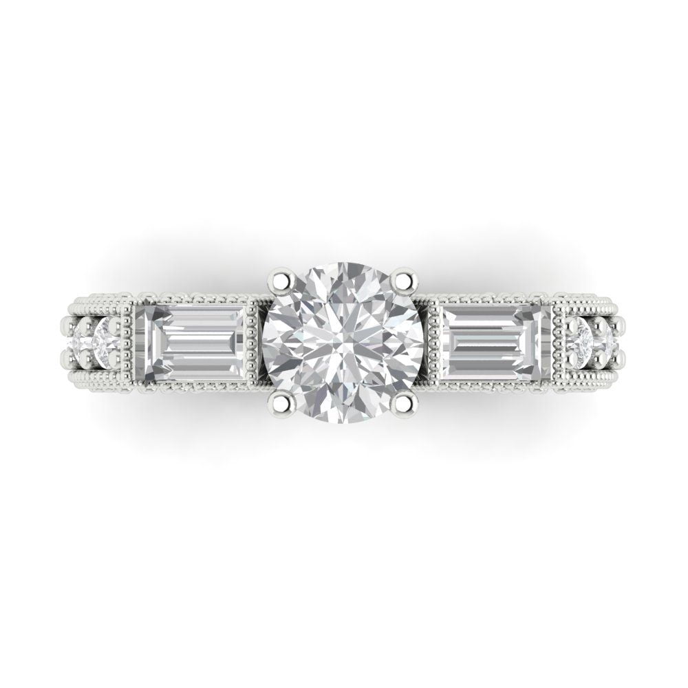 Three-Stone Engagement Ring for Women - 2.33ct Simulated Diamond in 18K ...
