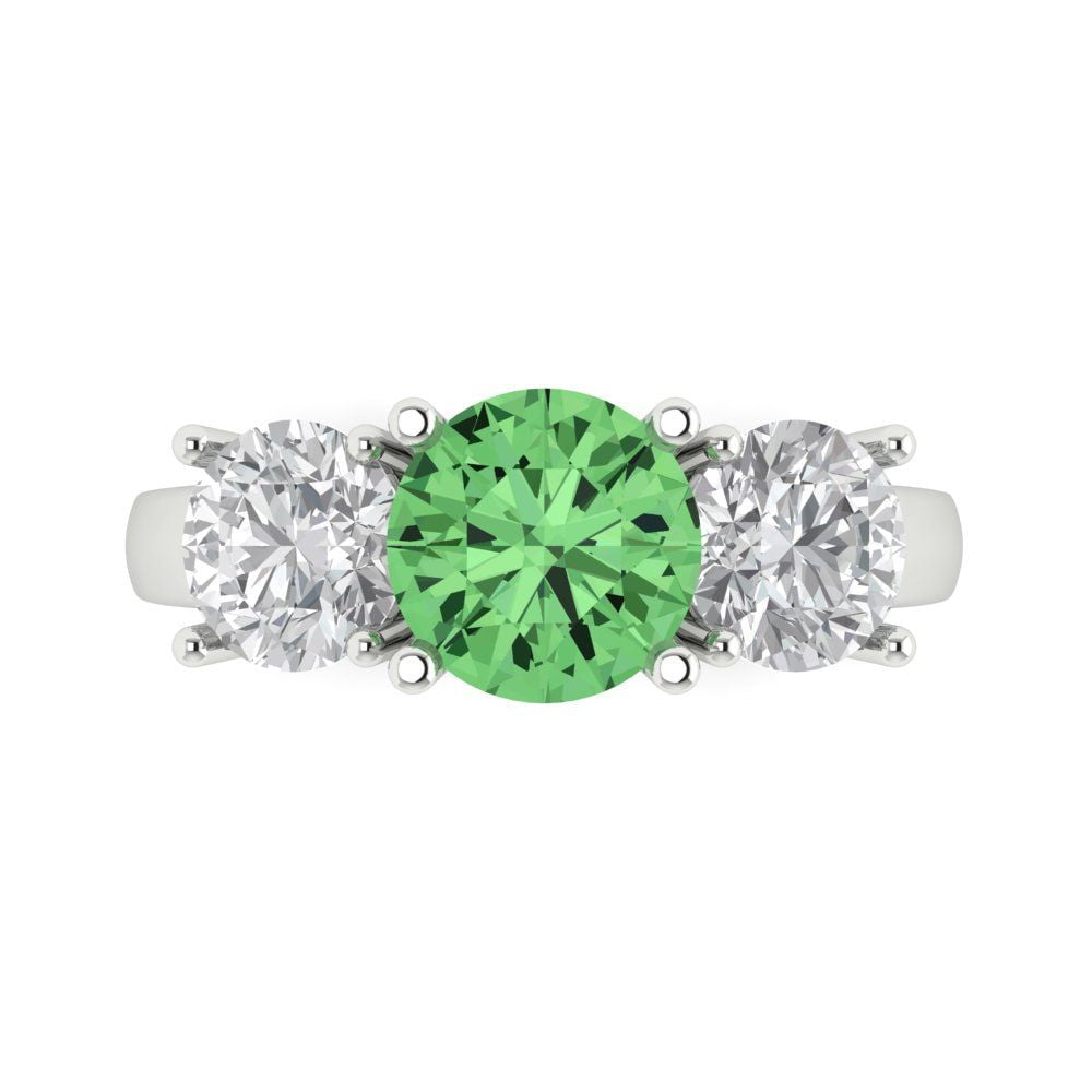 Three-Stone Engagement Ring for Women - 2.5ct Simulated Green Diamond ...