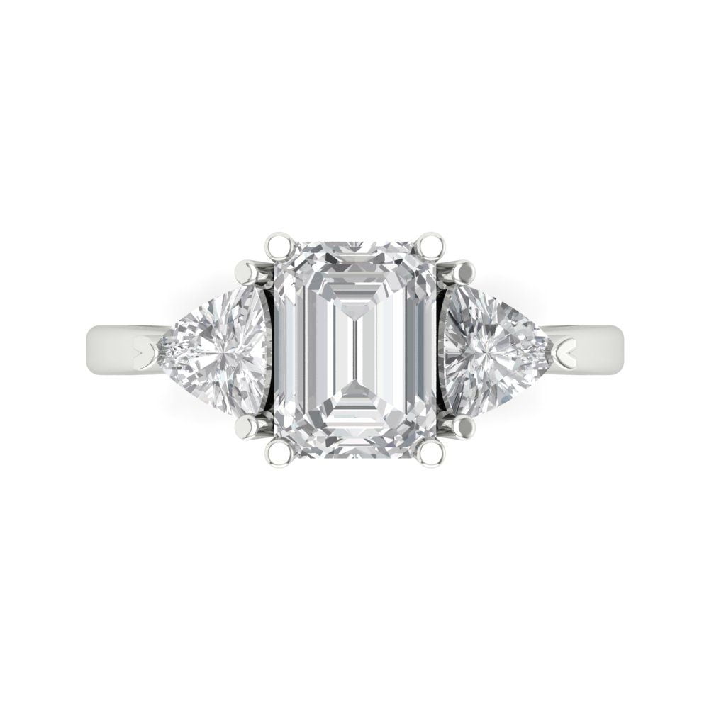 Three-Stone Engagement Ring for Women - 2.82ct White Sapphire in 18K White Gold Promise Ring ...