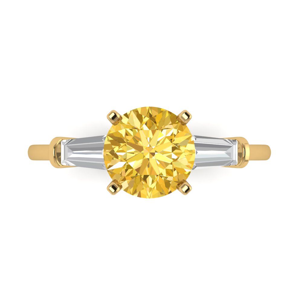 Three-Stone Engagement Ring for Women - 2ct Natural Citrine in 18K ...