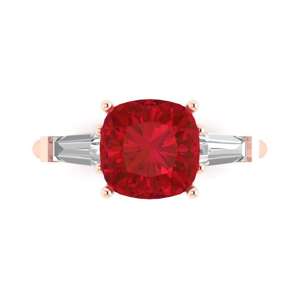 Three-Stone Engagement Ring for Women - 3ct Simulated Pink Tourmaline ...