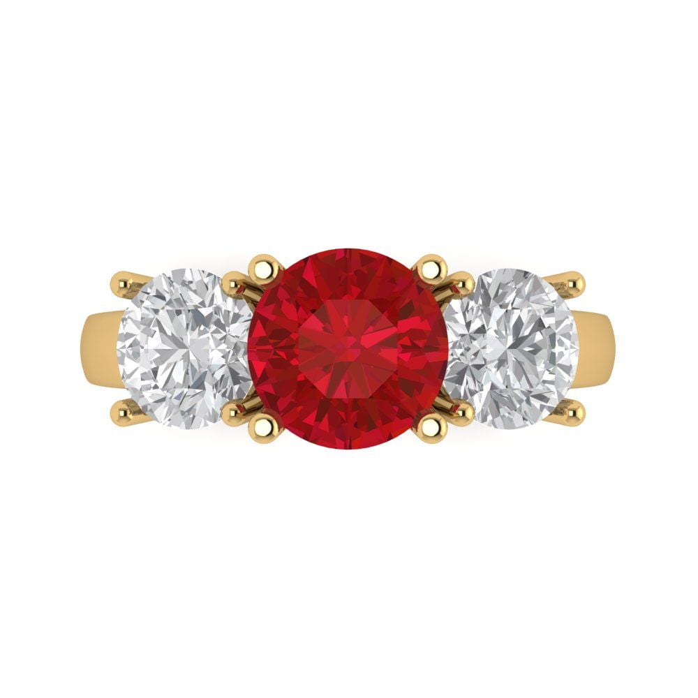 Three-Stone Engagement Ring for Women - 3ct Simulated Pink Tourmaline ...