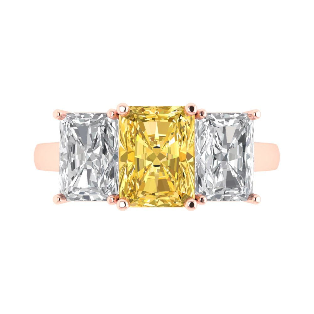 Three-Stone Engagement Ring for Women - 4ct Natural Citrine in 18K Rose ...