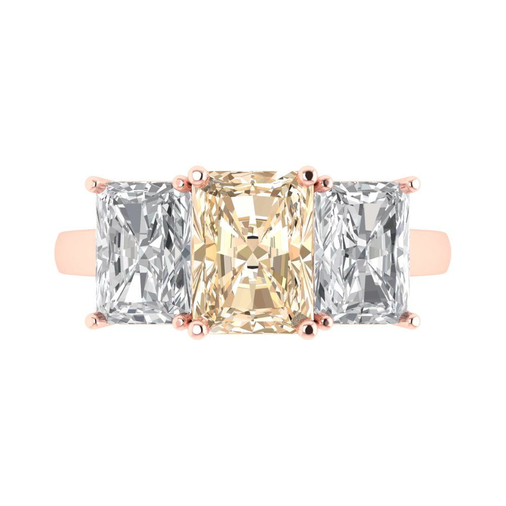 Three-Stone Engagement Ring for Women - 4ct Natural Morganite in 18K ...