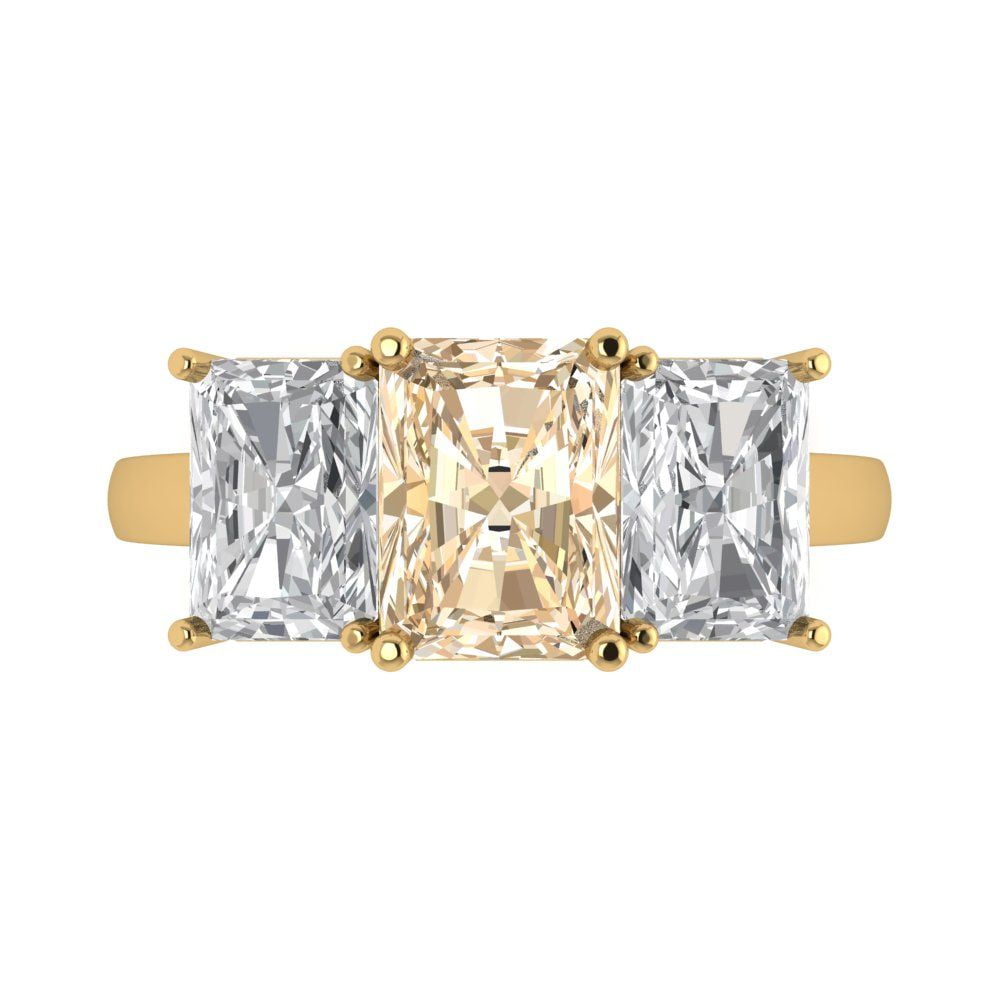 Three-Stone Engagement Ring for Women - 4ct Natural Morganite in 18K ...