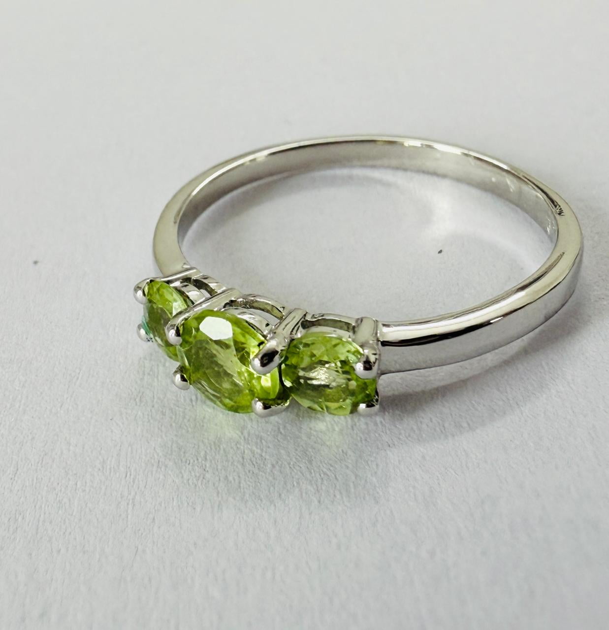 Three Stone Round Peridot Ring 925 Sterling Silver Jewelry For Women Gift Size:-5 - Walmart.com