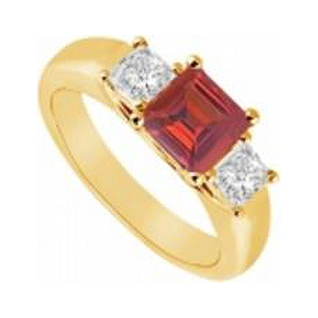 Three Stone Ruby & Diamond Ring 14K Yellow Gold, 0.50 CT - Size 4 ...