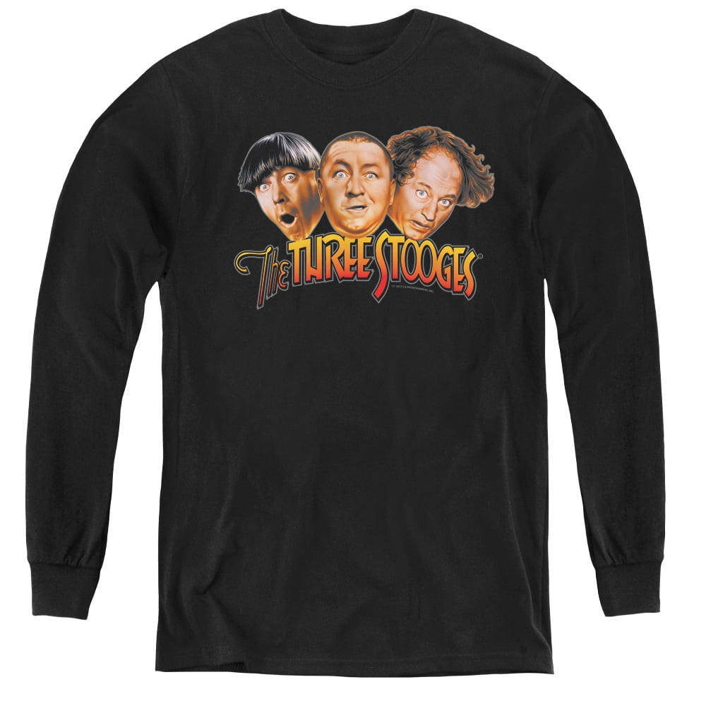 Three Stooges Three Head Logo Youth Long Sleeve Tee Black - Walmart.com