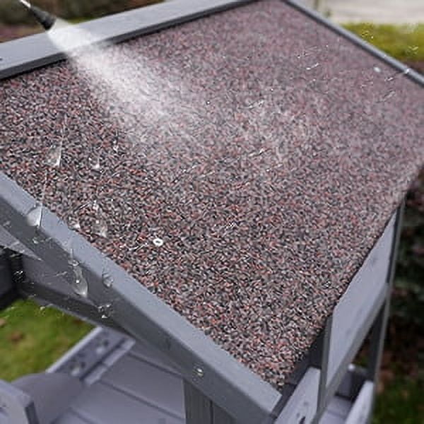 Three Story Outdoor Cat House with Balcony & Litter Area, Weatherproof ...